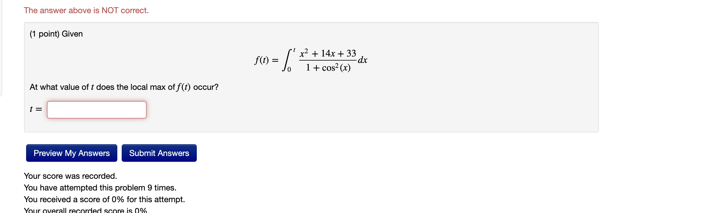 Solved The answer above is NOT correct.(1 ﻿point) | Chegg.com