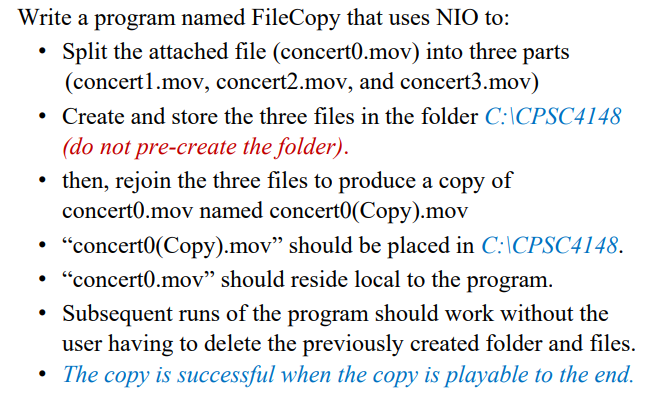 Solved . Write a program named FileCopy that uses NIO to: | Chegg.com