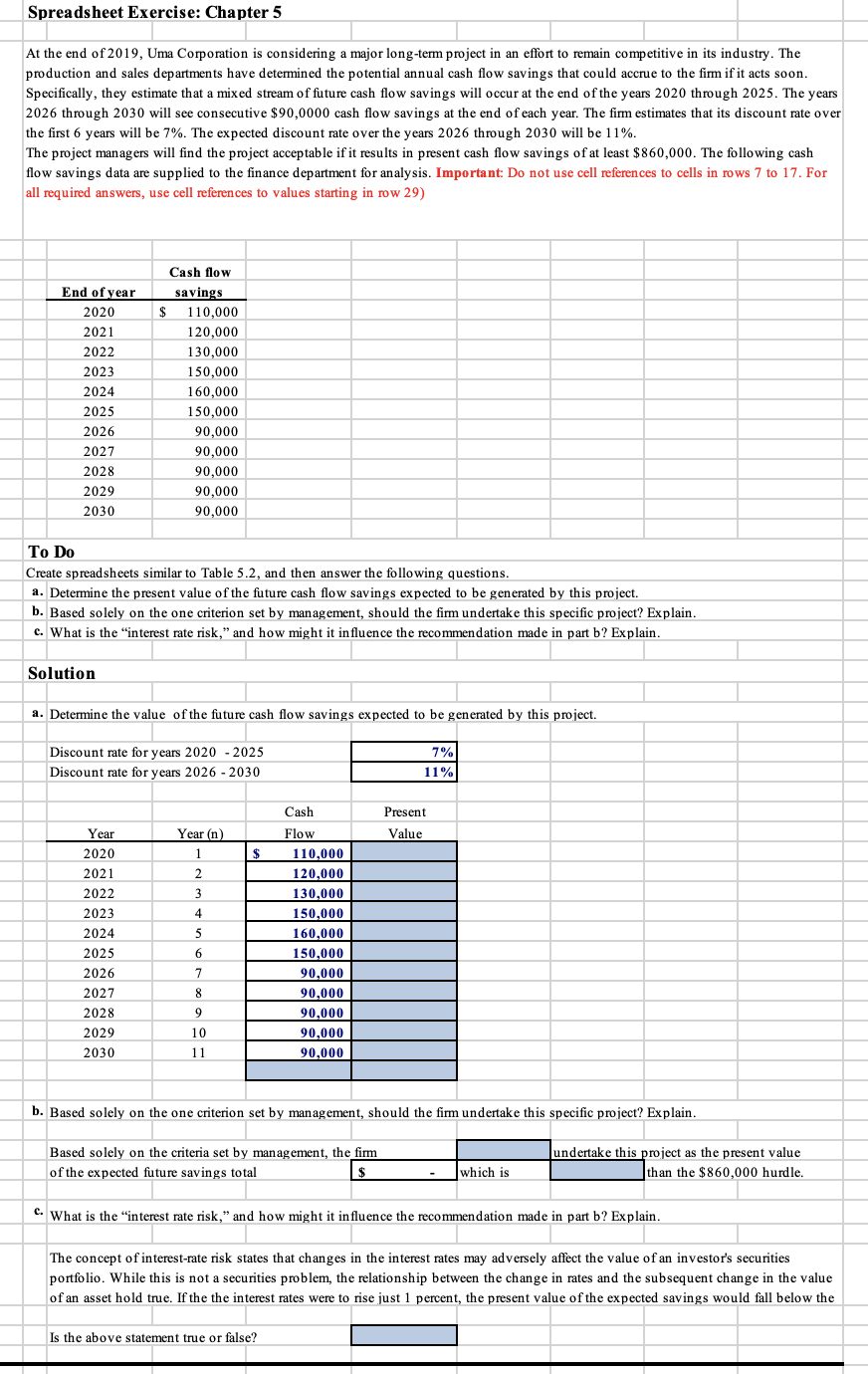Solved Spreadsheet Exercise: Chapter 5 At the end of 2019, | Chegg.com