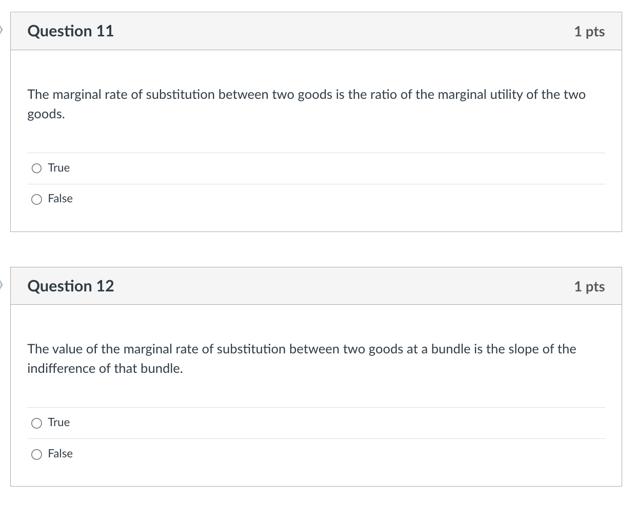 Solved The marginal rate of substitution between two goods | Chegg.com