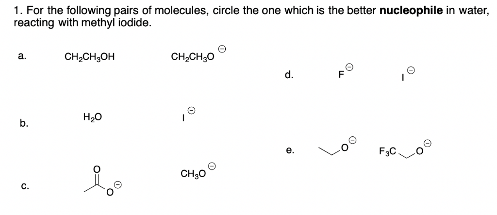 Solved 1. For the following pairs of molecules, circle the | Chegg.com