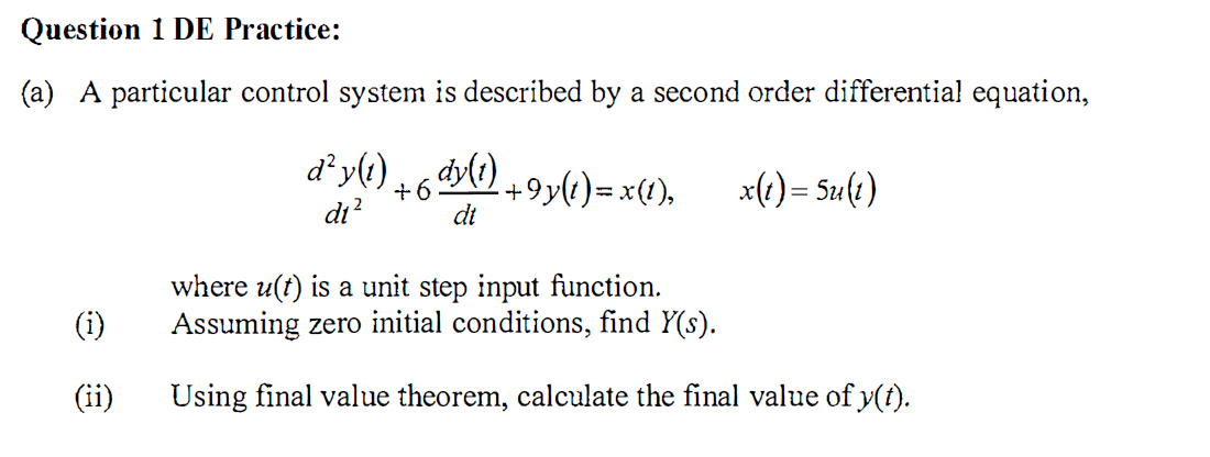 Solved (a) A particular control system is described by a | Chegg.com