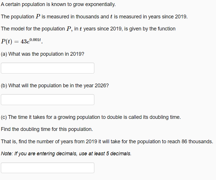 Solved A certain population is known to grow exponentially. | Chegg.com