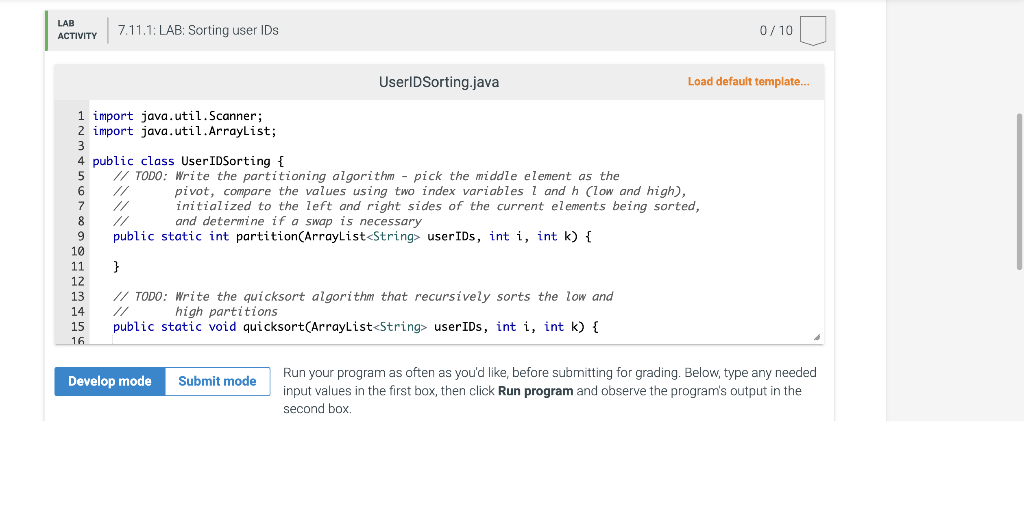 Solved 7.11 LAB: Sorting user IDs Given a main0 that reads | Chegg.com Solved 7.11 LAB: Sorting user IDs Given a main0 that reads | Chegg.com
