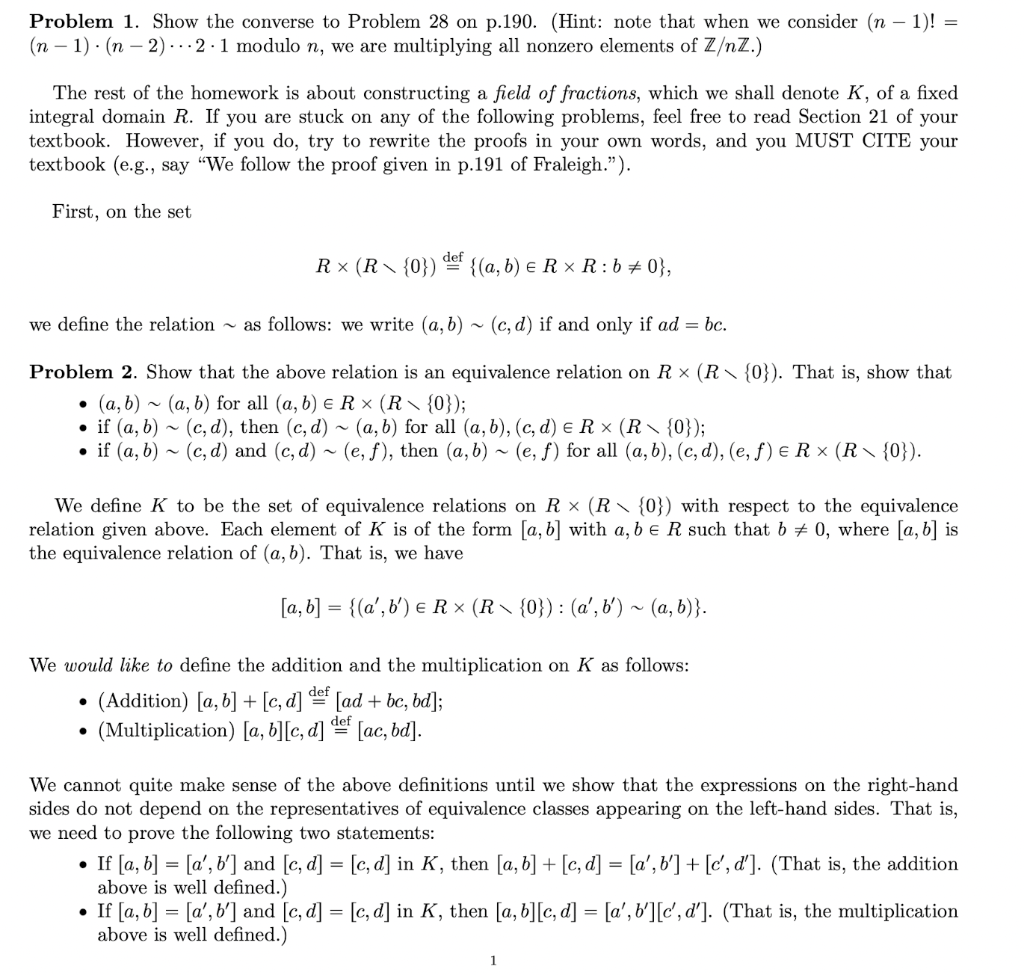 Solved Problem 1. Show the converse to Problem 28 on p.190. | Chegg.com