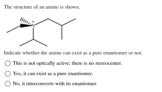 Solved The structure of an amine is shown. Indicate whether | Chegg.com