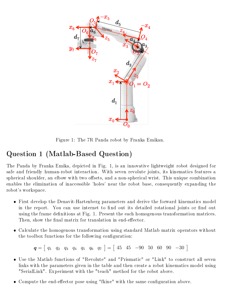 Solved Figure 1: The 7R Panda robot by Franka | Chegg.com