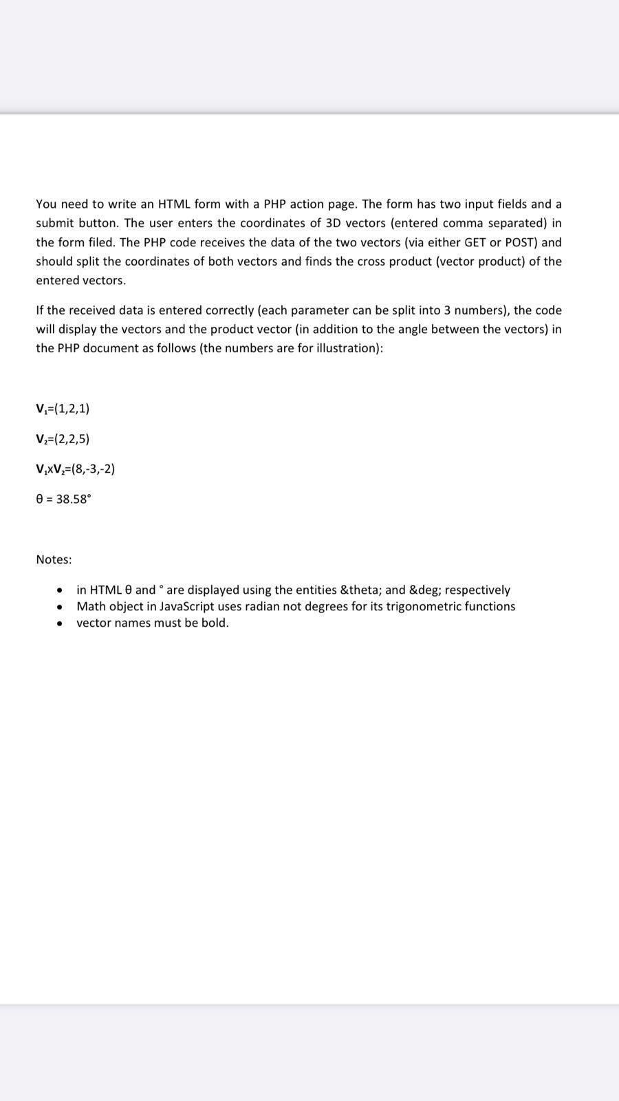 Solved You need to write an HTML form with a PHP action | Chegg.com