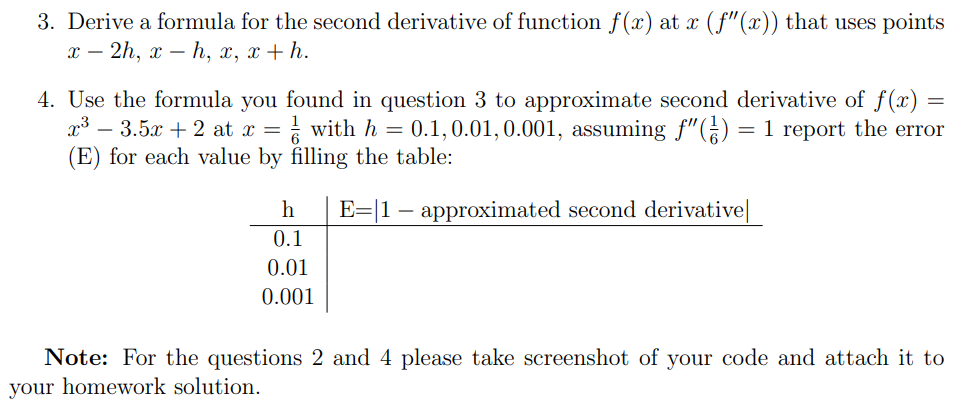 Solved 3. Derive a formula for the second derivative of | Chegg.com