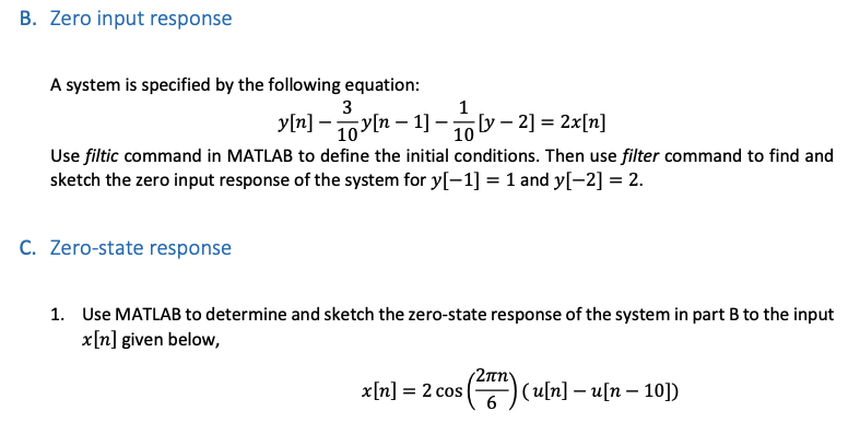 Solved B. Zero input response A system is specified by the | Chegg.com