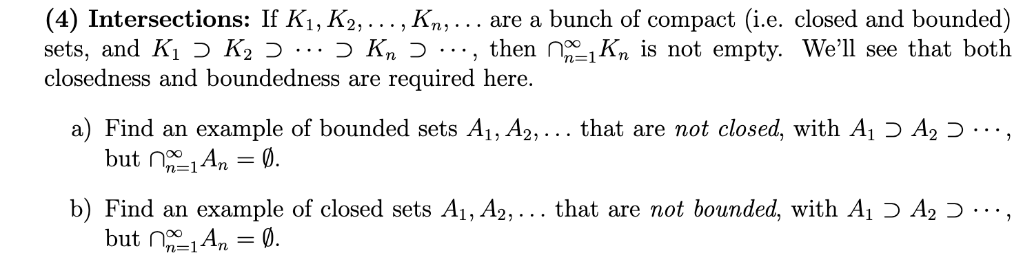 Solved (4) Intersections: If K1,K2,…,Kn,… are a bunch of | Chegg.com
