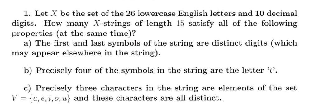Solved 1. Let X be the set of the 26 lowercase English | Chegg.com