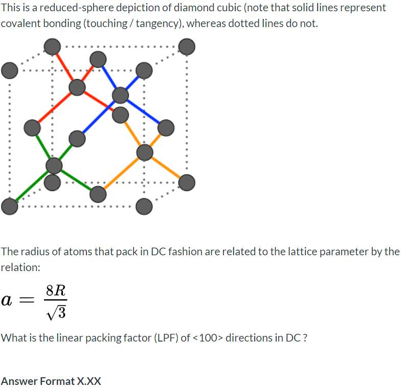 Solved This is a reduced-sphere depiction of diamond cubic | Chegg.com