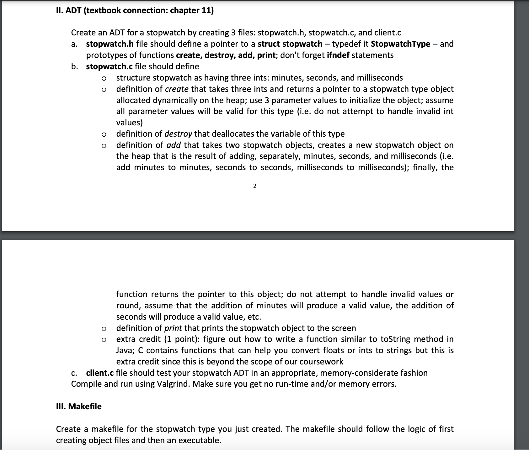 Solved II. ADT (textbook connection: chapter 11) O O Create | Chegg.com