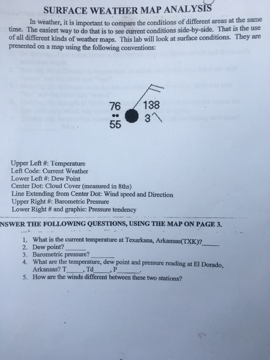 SURFACE WEATHER MAP ANALYSIS In weather, it is | Chegg.com
