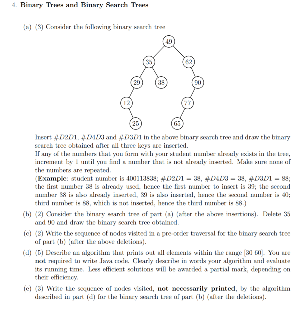 Solved 4. Binary Trees and Binary Search Trees (a) (3) | Chegg.com