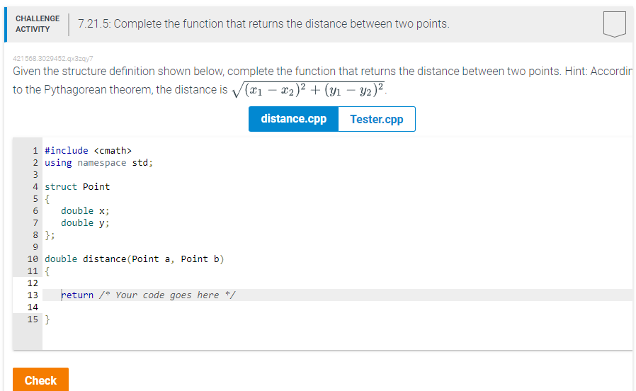 Solved \begin{tabular}{l|l} CHALLENGE & 7.21.5: Complete the | Chegg.com