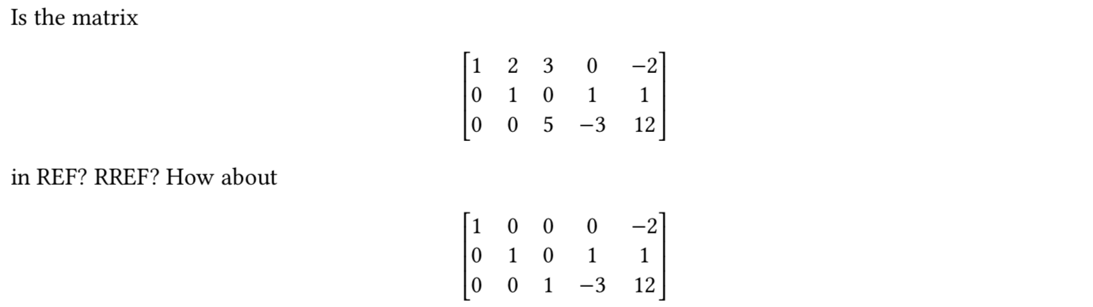Solved Use the RREF of each matrix to determine which of the | Chegg.com
