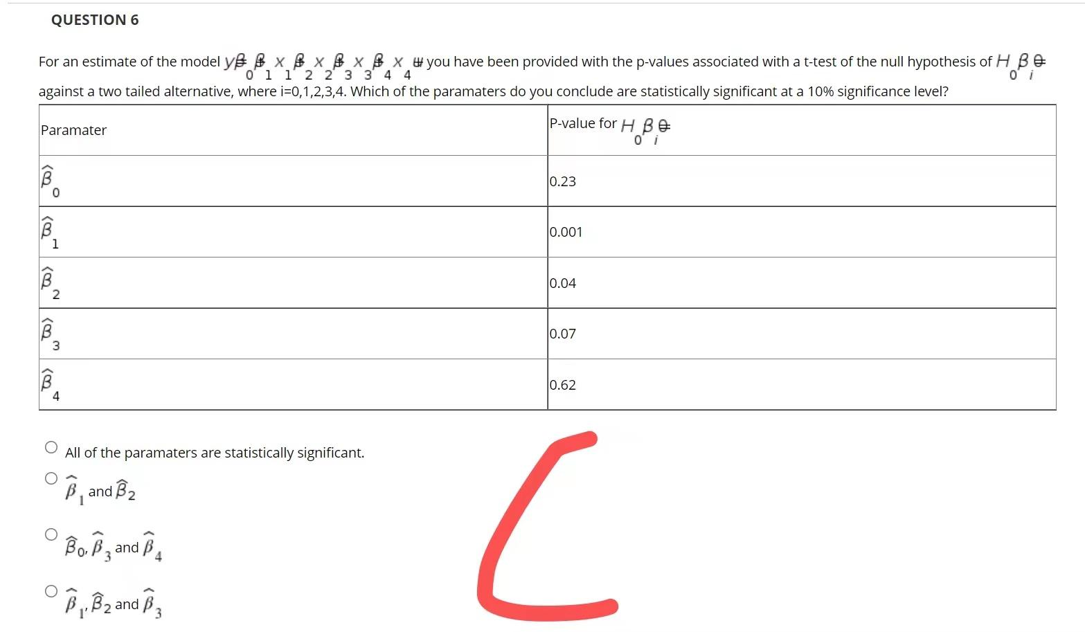 Solved QUESTION 6 For an estimate of the model y XBXB. x B x | Chegg.com