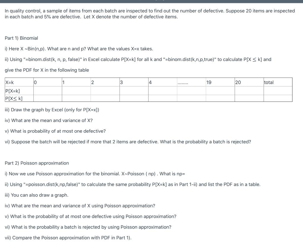 Solved In quality control, a sample of items from each batch | Chegg.com