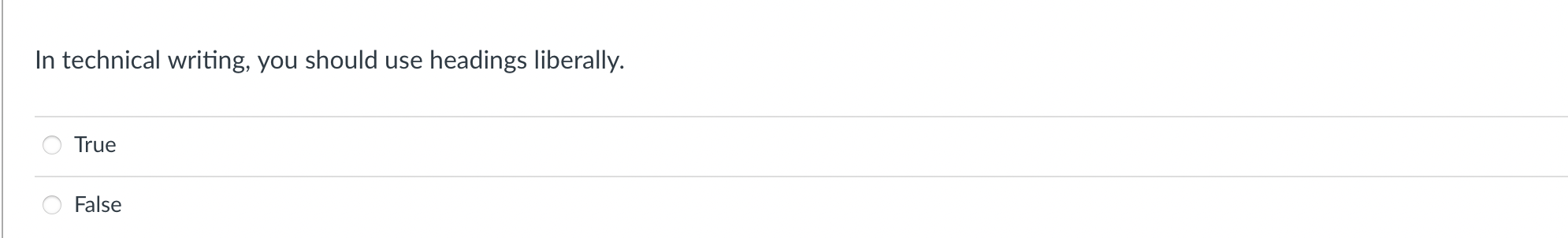 In technical writing, you should use headings | Chegg.com