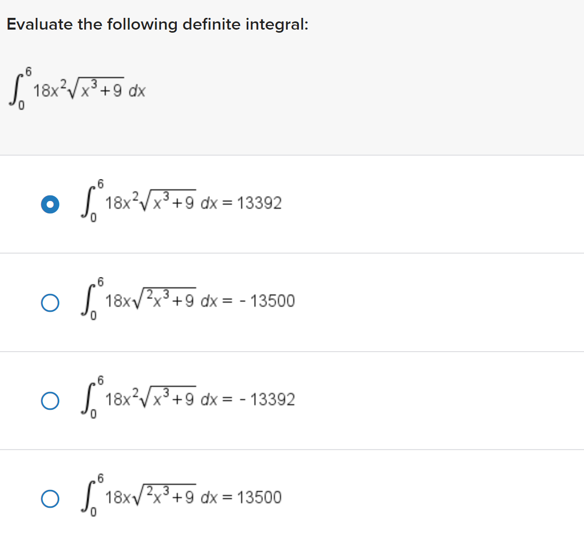 Solved Evaluate the following definite integral: | Chegg.com