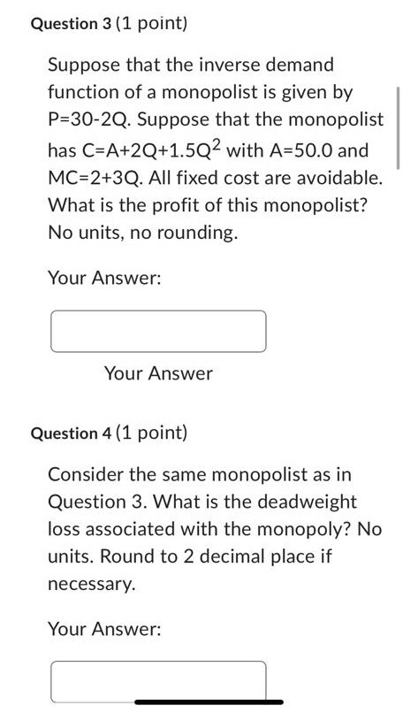 Solved Question 3 ﻿and 4 ﻿pleasesuppose That The Inverse 