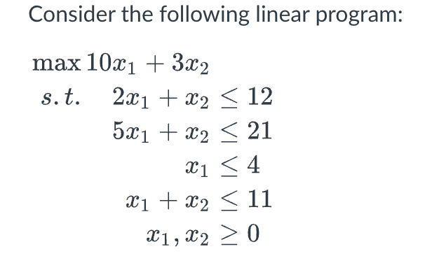 Solved In addition,Solve the linear program using the | Chegg.com