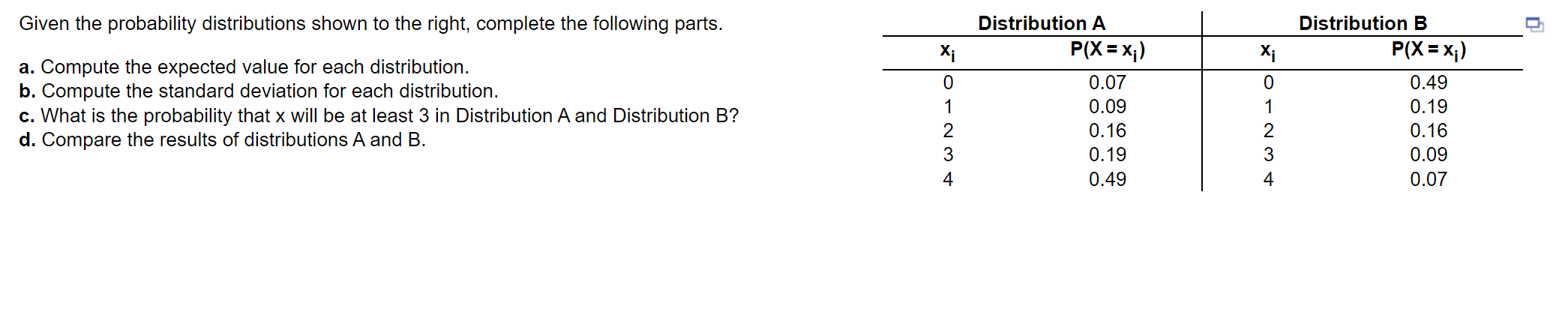 Solved Given the probability distributions shown to the | Chegg.com