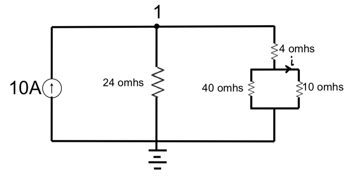 Solved 1 4 omhs 24 omhs 10A ME 40 omhs 10 omhs | Chegg.com