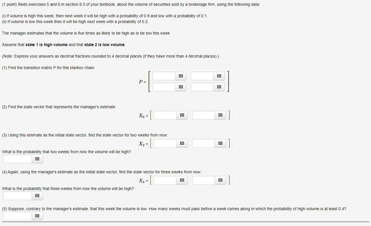 Solved (1 point) Redo exercises 5 and 6 in section 8.3 of | Chegg.com
