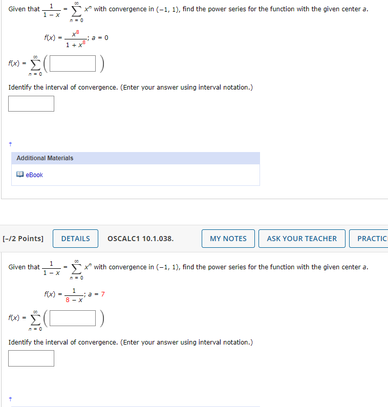 Solved 00 Given that 1 1-X Ï with convergence in (-1, 1), | Chegg.com