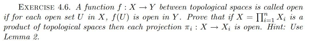Solved EXERCISE 4.6. A function f:X→Y between topological | Chegg.com