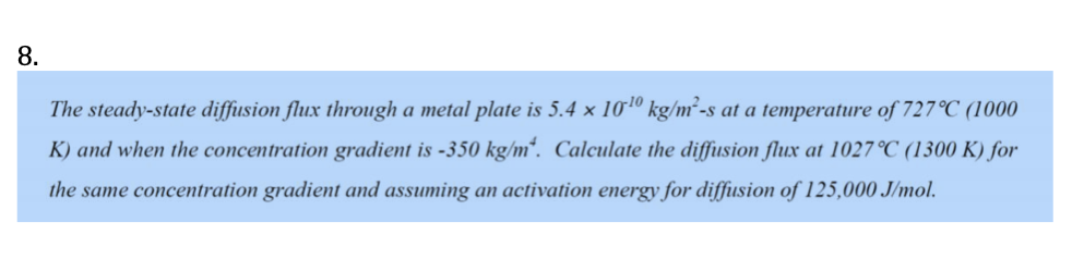 Solved The steady-state diffusion flux through a metal plate | Chegg.com