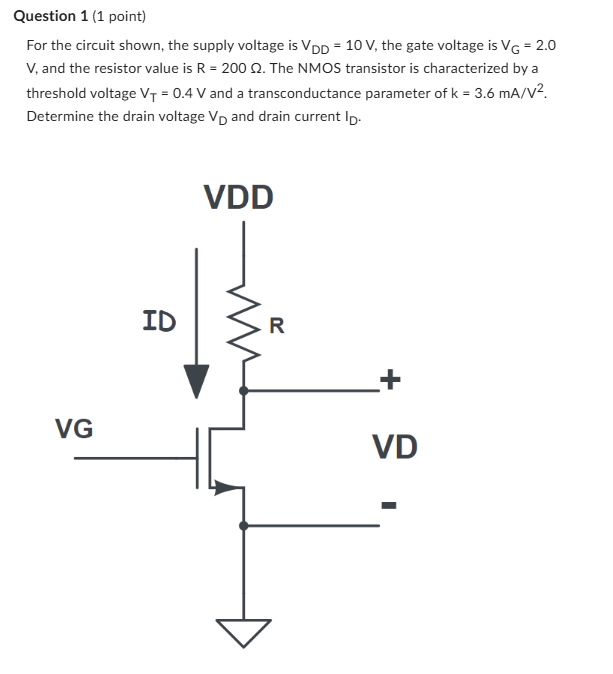 Solved Question 1 (1 ﻿point)For the circuit shown, the | Chegg.com