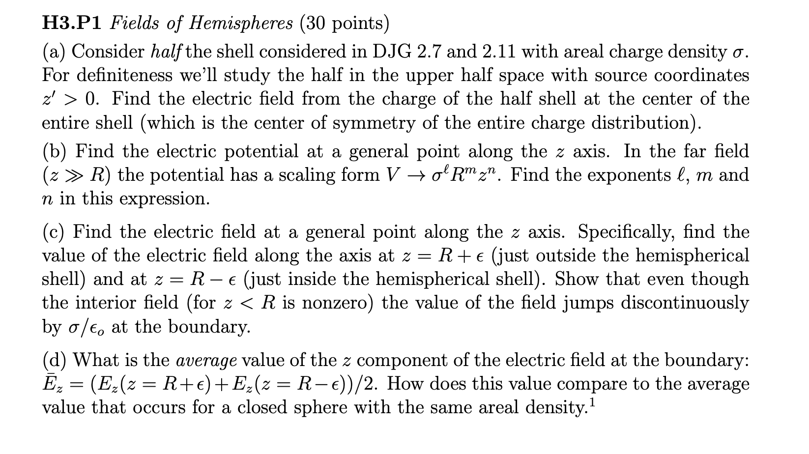 Solved H3.P1 Fields of Hemispheres (30 points) (a) Consider | Chegg.com
