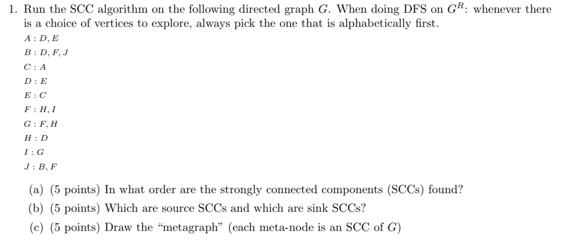 Solved 1 Run The Scc Algorithm On The Following Directed