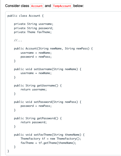 Solved Consider class Account and TempAccount below: public | Chegg.com