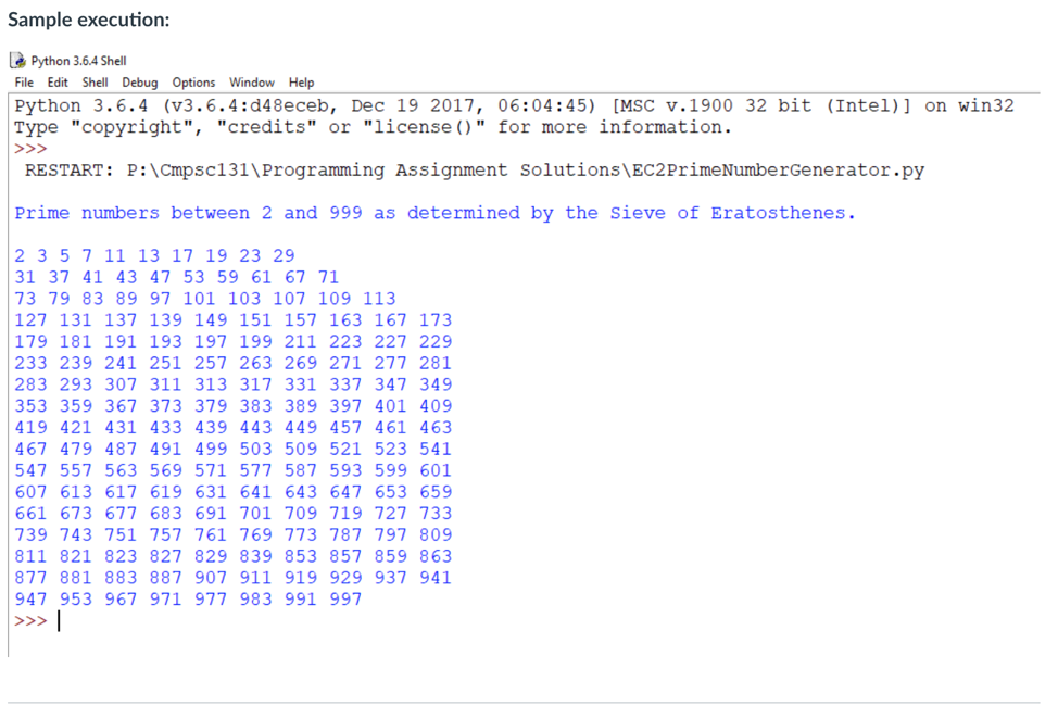 Solved Python The Sieve Of Eratosthenes Thanks For Help