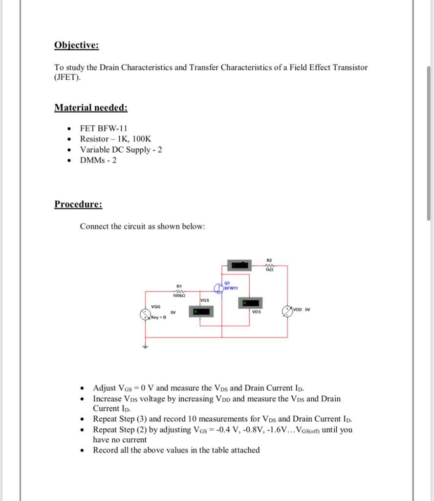 Solved Draw The Drain Current Characteristic For Each Vgs