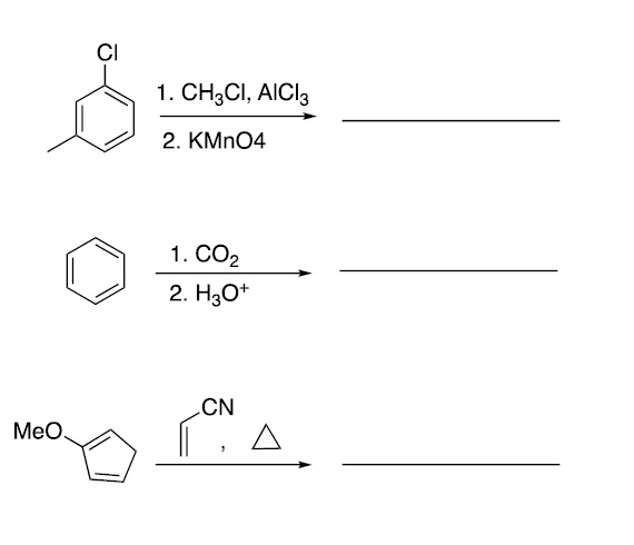 Solved 1. CH3Cl,AlCl3 2. KMnO4 2. H3O+ 1. CO2 | Chegg.com
