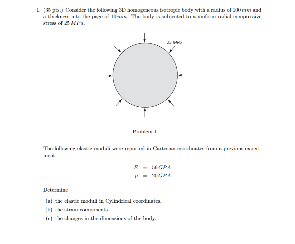 Solved Consider The Following 3d Homogeneous Isotropic Body