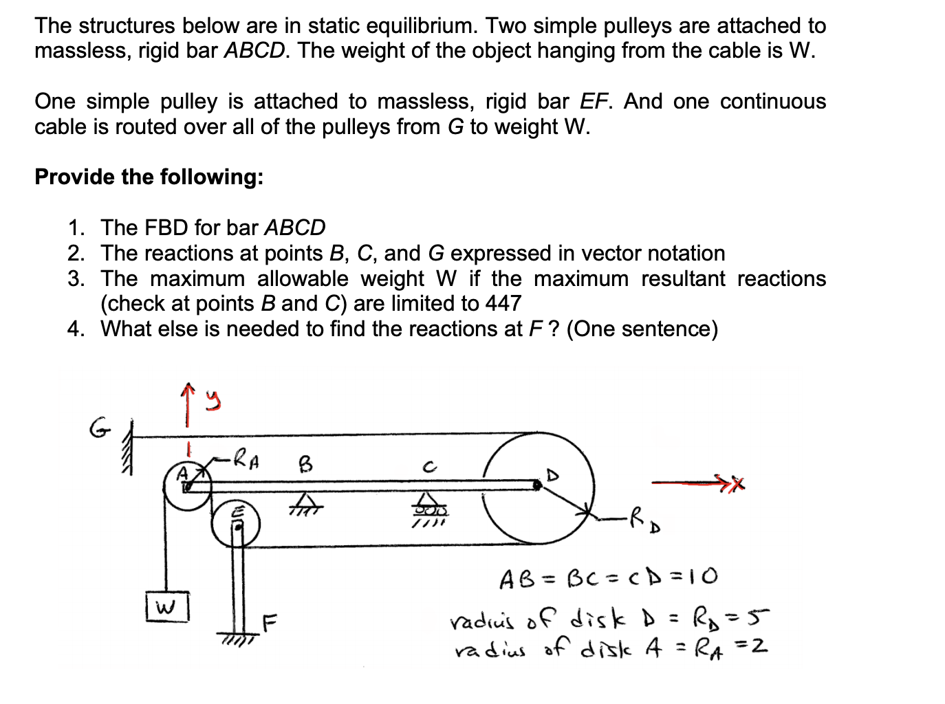 Solved The structures below are in static equilibrium. Two | Chegg.com