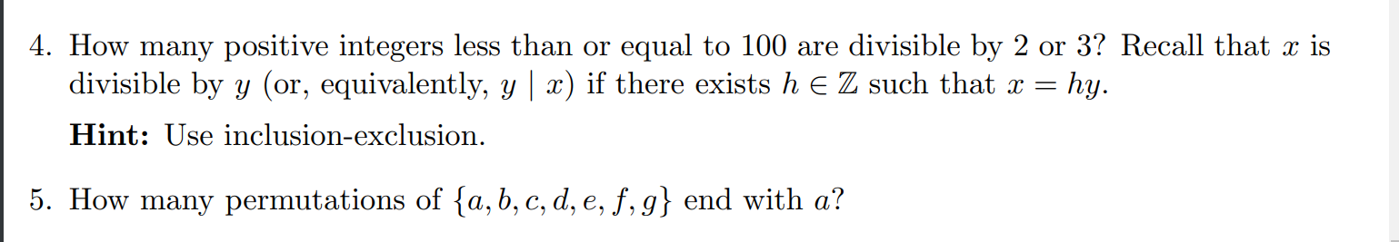 Solved 4. How many positive integers less than or equal to | Chegg.com