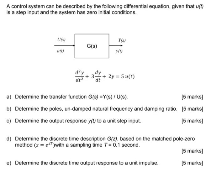 Solved A control system can be described by the following | Chegg.com
