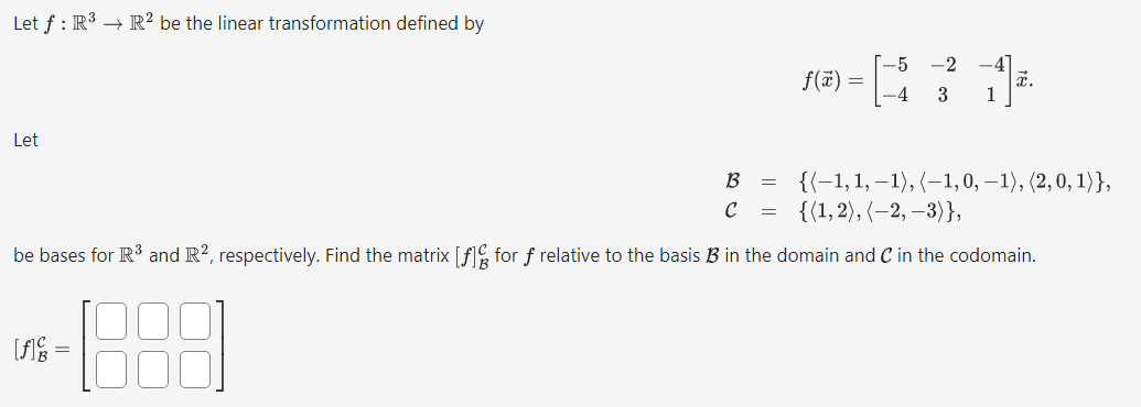 Solved Let f:R3→R2 be the linear transformation defined by | Chegg.com