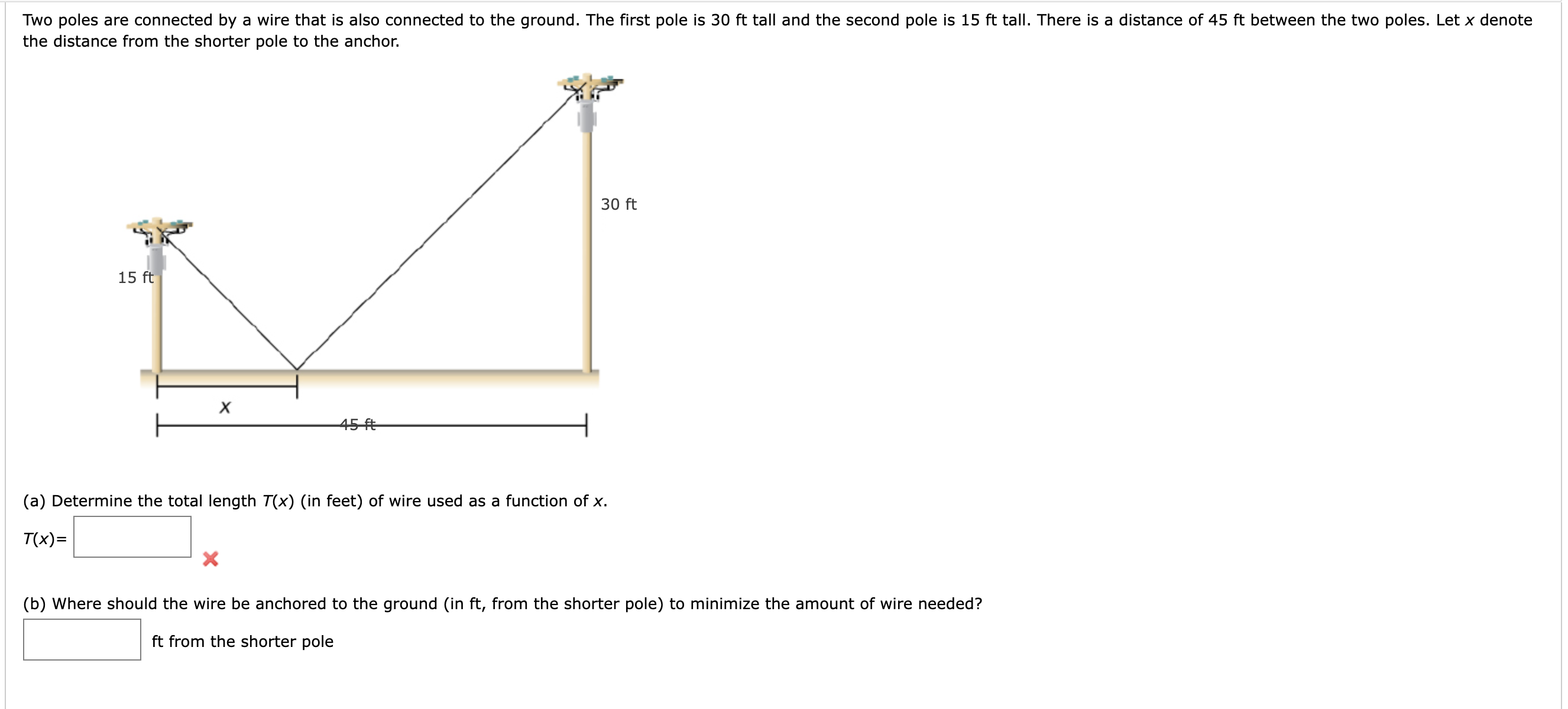 Solved Two poles are connected by a wire that is also | Chegg.com