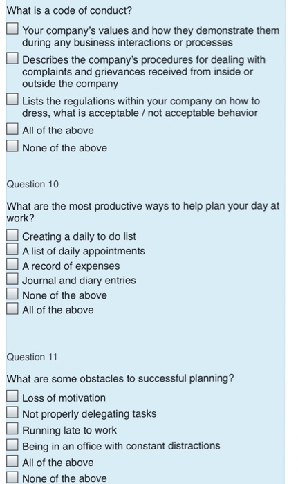 Solved What is a code of conduct? Your company's values and | Chegg.com