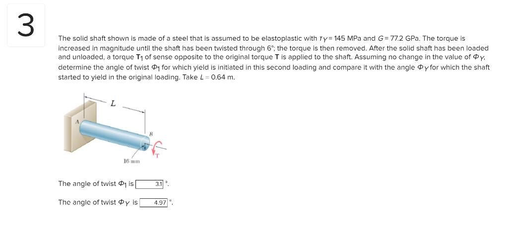 Solved 3 The solid shaft shown is made of a steel that is | Chegg.com
