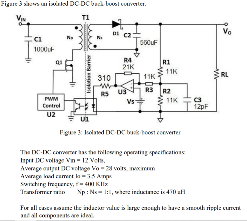 Solved Figure 3 shows an isolated DC-DC buck-boost | Chegg.com